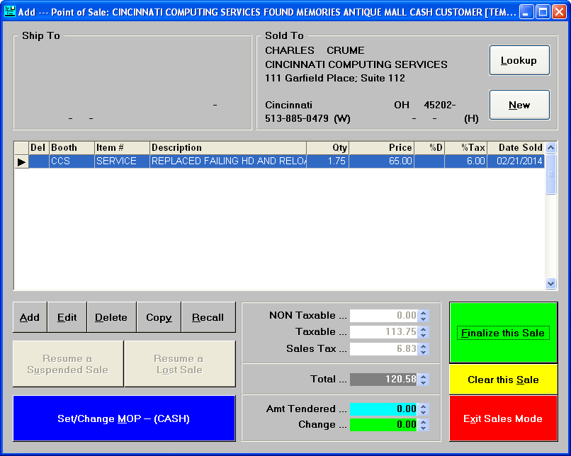 Point Of Sale Module With Layaways And Split Sales
